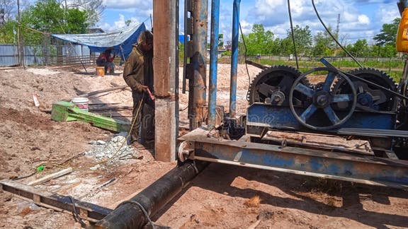 Pile Driving Machine. Diesel Hammer Pile Driving Machine Working on ...