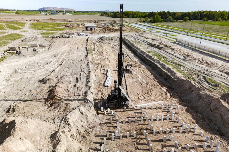 Pile Driving Machine. Diesel Hammer Pile Driving Machine Working on ...