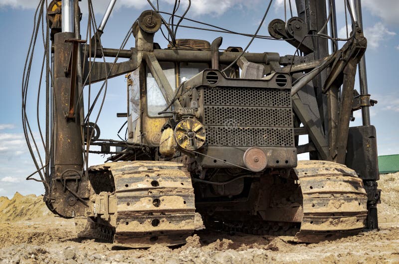 Pile Driving Machine. Diesel Hammer Pile Driving Machine Working on ...