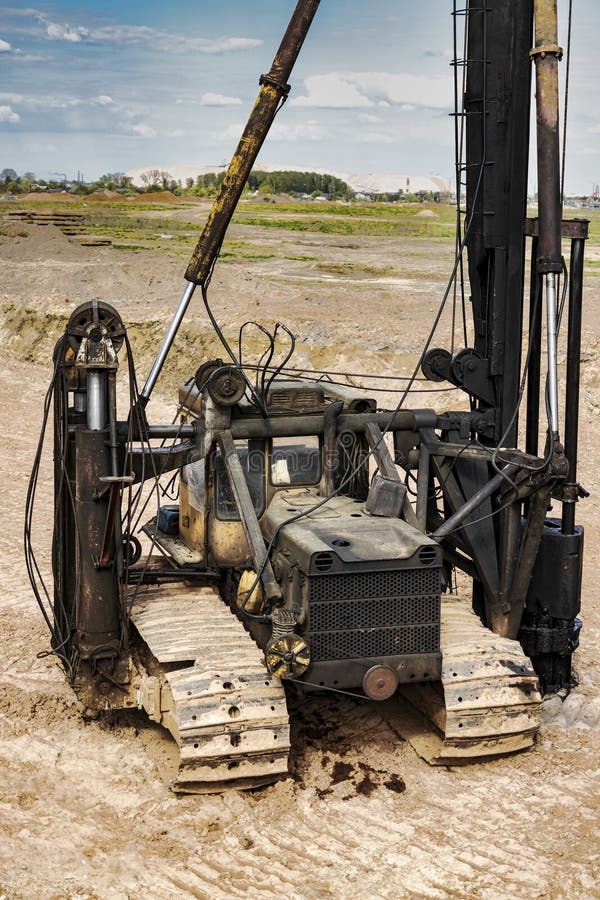 Pile Driving Machine. Diesel Hammer Pile Driving Machine Working on ...