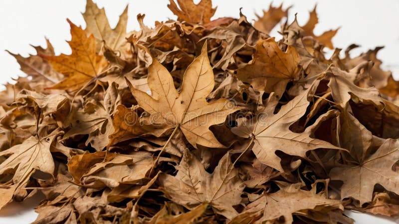 Pile of Dry Maple Leaves Isolated White Stock Illustration ...