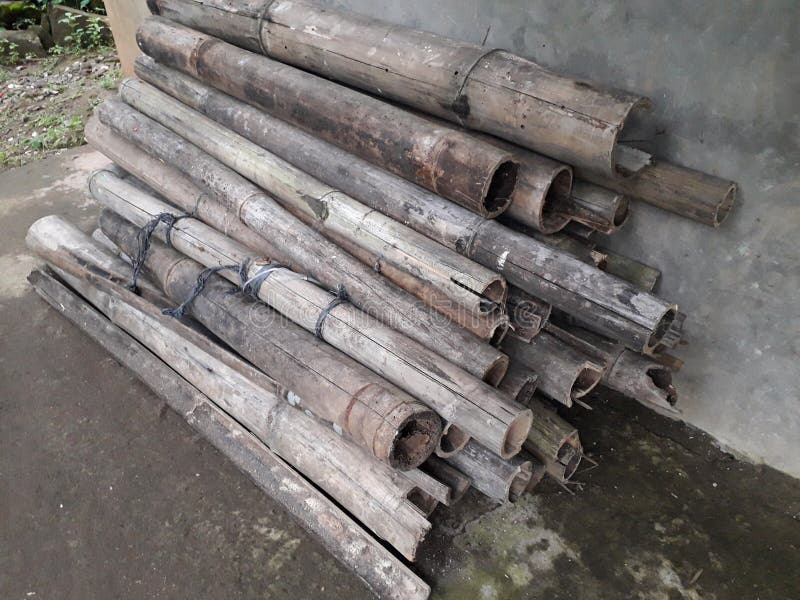 Pile of Dry and Old Bamboo with Faded Color Stock Image - Image of wood ...