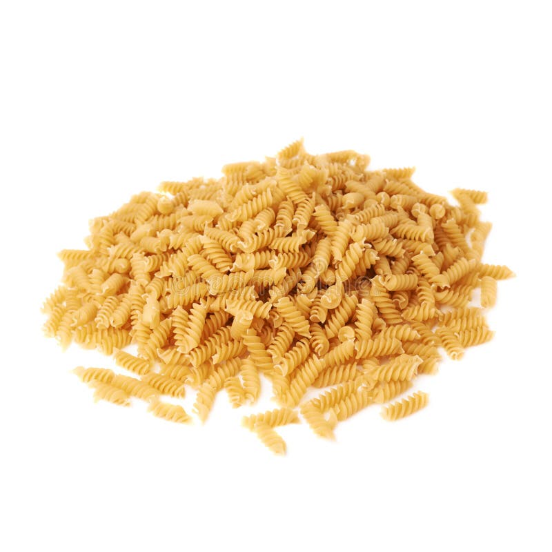 Pile of Dry Rotini Pasta Over Isolated White Background Stock Photo ...