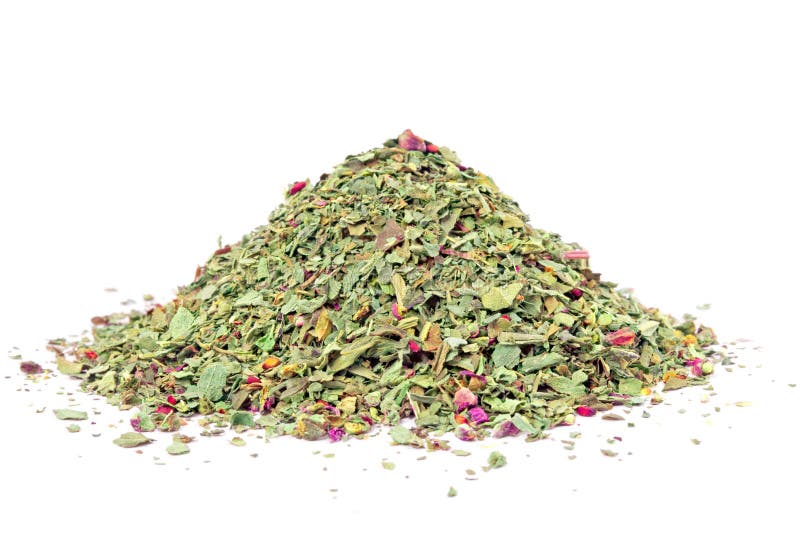 Pile Du Basilic Sec Par Prise De Masse D'isolement Sur Le Blanc. Photo ...