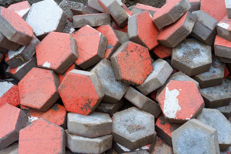Pile of Dyed Red Stone Cubes Stock Image - Image of outdoor, making ...
