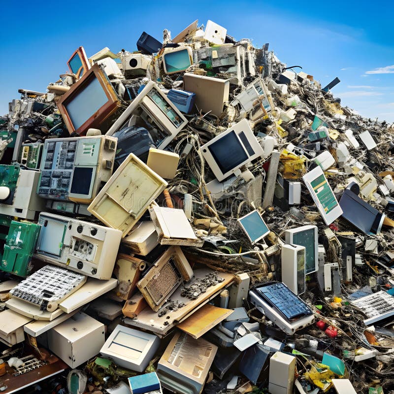 Pile of e waste isolated stock illustration. Illustration of dump ...