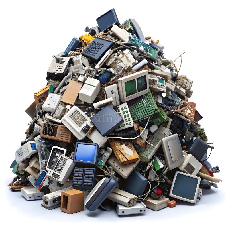 Pile of e waste isolated stock illustration. Illustration of trash ...