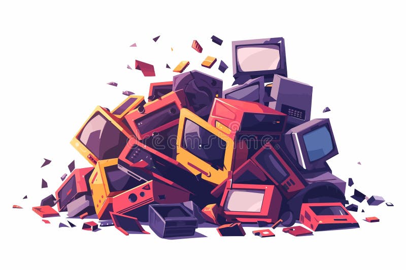 Pile of E-waste Isolated Vector Style Stock Vector - Illustration of ...