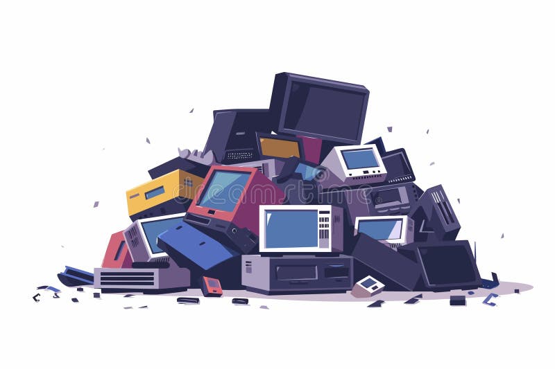 Pile of E-waste Isolated Vector Style Stock Vector - Illustration of ...