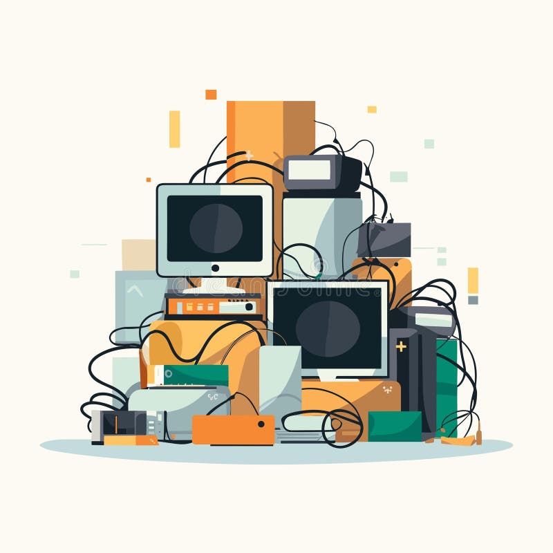 Pile of E-waste Isolated Vector Style Stock Vector - Illustration of ...