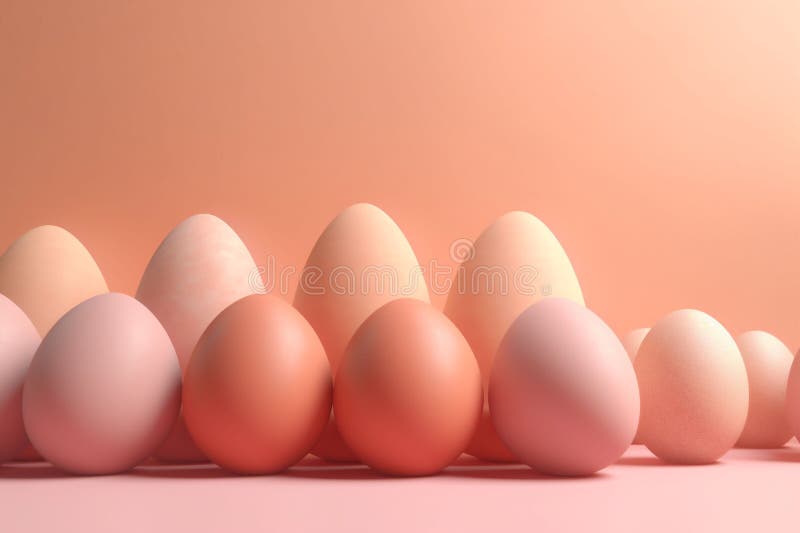 A Pile of Easter Eggs in Row in Shades of Peach Fuzz on a Matching ...