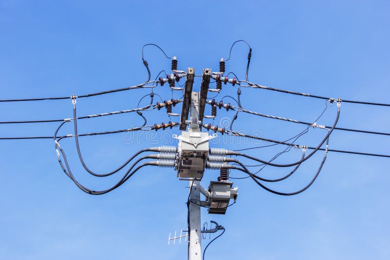 Pile of Electrical Wiring on Blue Sky. Stock Image - Image of ...