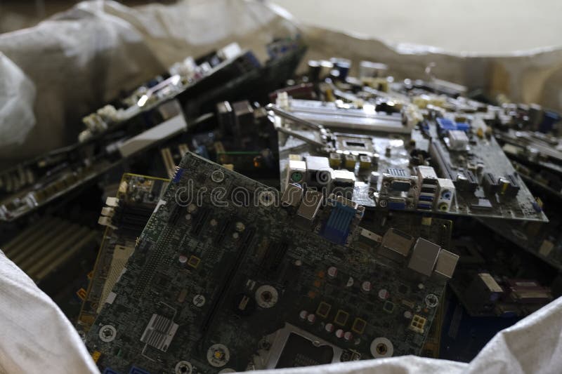 A Pile of Electronic Components in a Box for Recyclings Stock Image ...