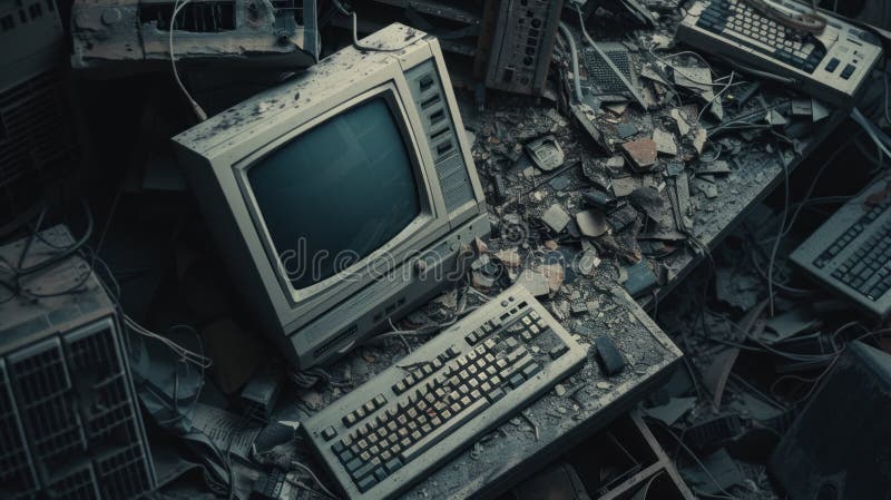 Pile of Electronic, Computers, Monitors Garbage in Room from Recycle ...