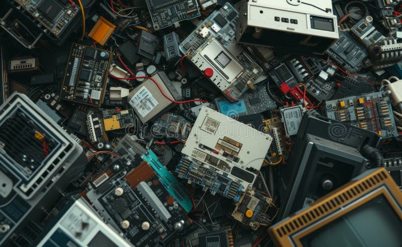 Pile of Electronic Waste and Components Stock Illustration ...