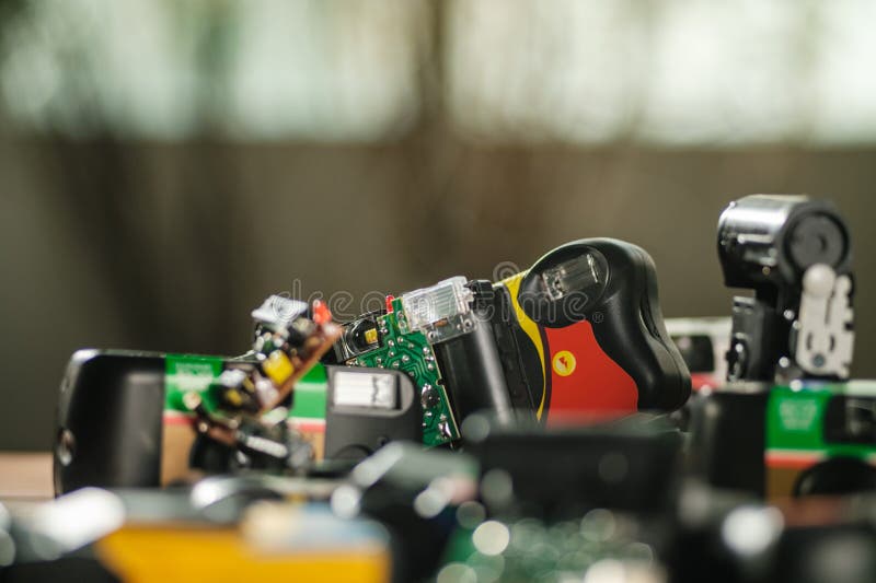 Pile of Electronic Waste from Disassembled Disposable Camera Stock ...