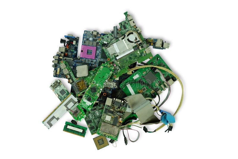 Pile of Electronic Waste, Motherboard Computer and Cpu Microchips ...