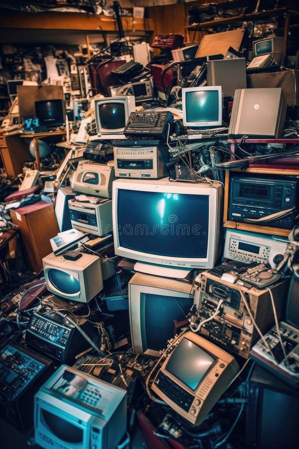 Pile of Electronic Waste with Tangled Wires and Broken Devices Stock ...