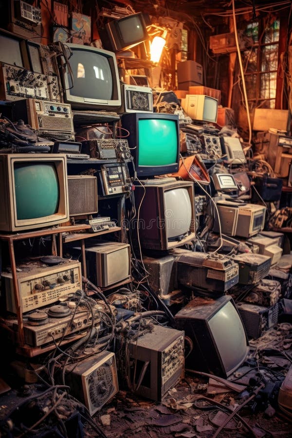 Pile of Electronic Waste, Old Computers and Devices Stock Illustration ... Pile of Electronic Waste, Old Computers and Devices Stock Illustration ...