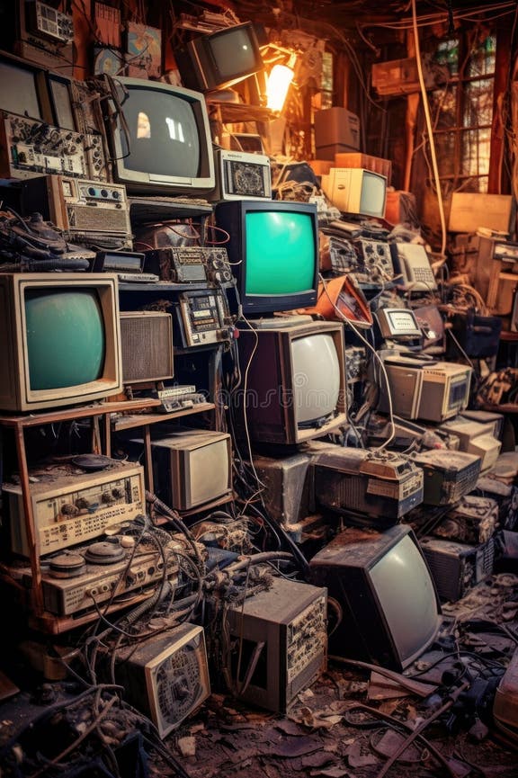 Pile of Electronic Waste, Old Computers and Devices Stock Illustration ...