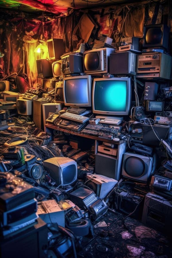 Pile of Electronic Waste with Tangled Wires and Broken Devices Stock ...