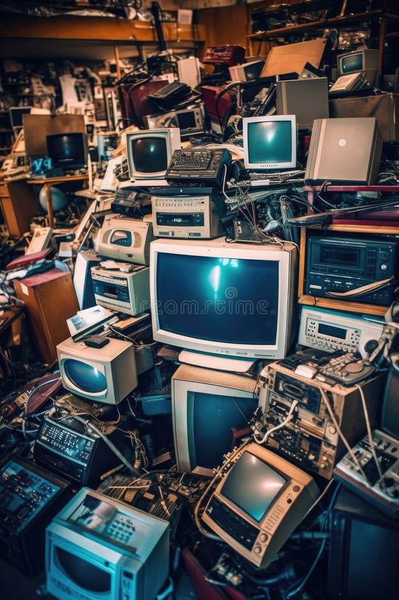 Pile of Electronic Waste, Old Computers and Devices Stock Image - Image ...