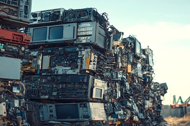 Pile of Electronic Waste Polluting the Environment in a Scrapyard Stock ...