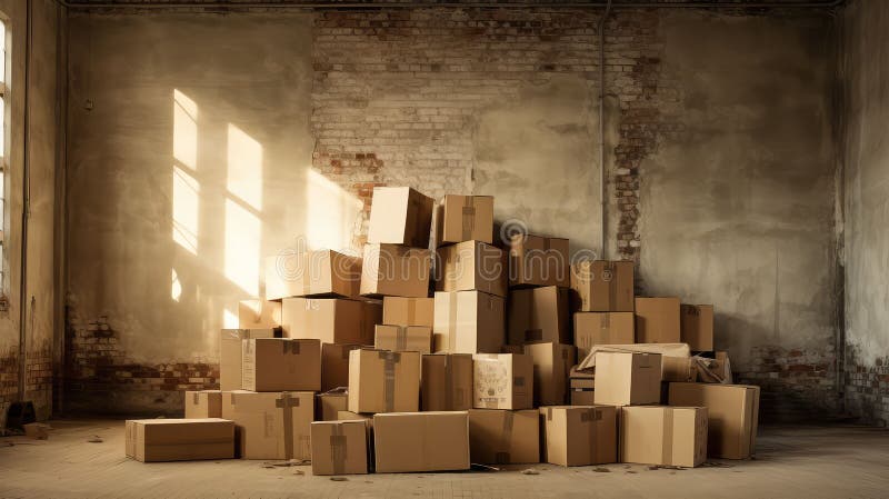 Pile empty boxes stock illustration. Illustration of moving - 339929970