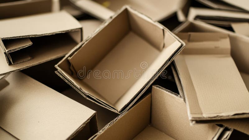 Pile of Empty Cardboard Boxes on Table Stock Photo - Image of pile ...