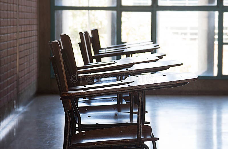 A Pile of Empty School Chairs Stock Image - Image of chairs, board ...