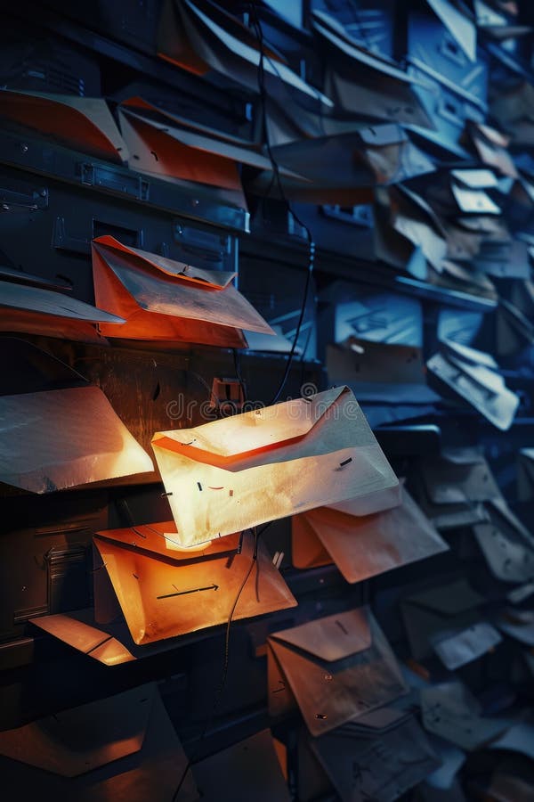 A Pile of Envelopes and Packages on a Shelf Stock Photo - Image of ...