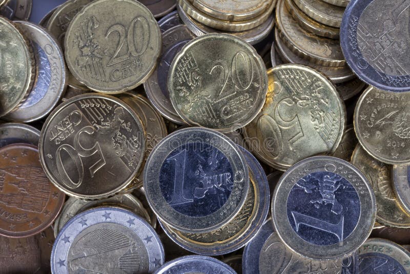 A Pile of Euro Coins of Different Values Stock Photo - Image of ...