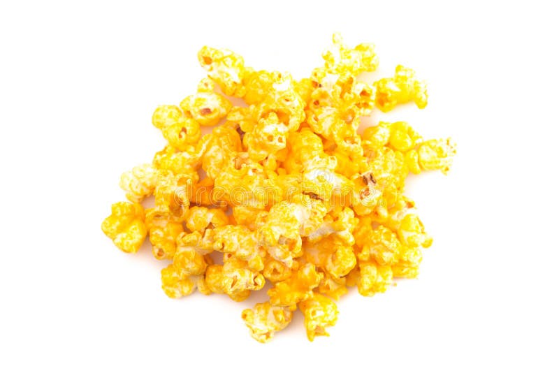Extra Cheese Yellow Popcorn on a White Background Stock Image - Image ...