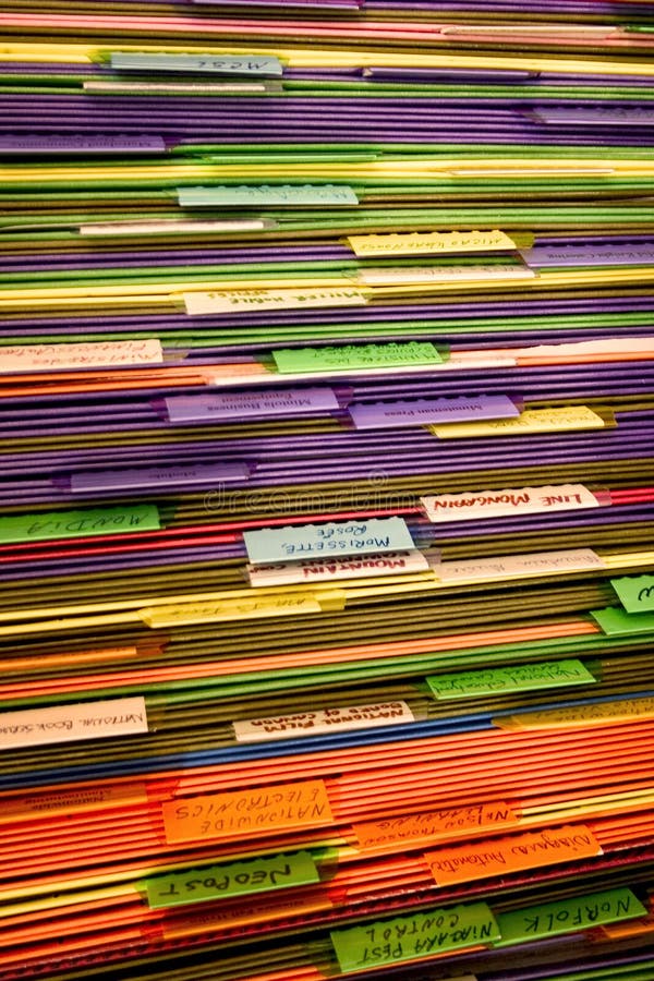 Pile of files stock photo. Image of pile, pink, yellow - 114922