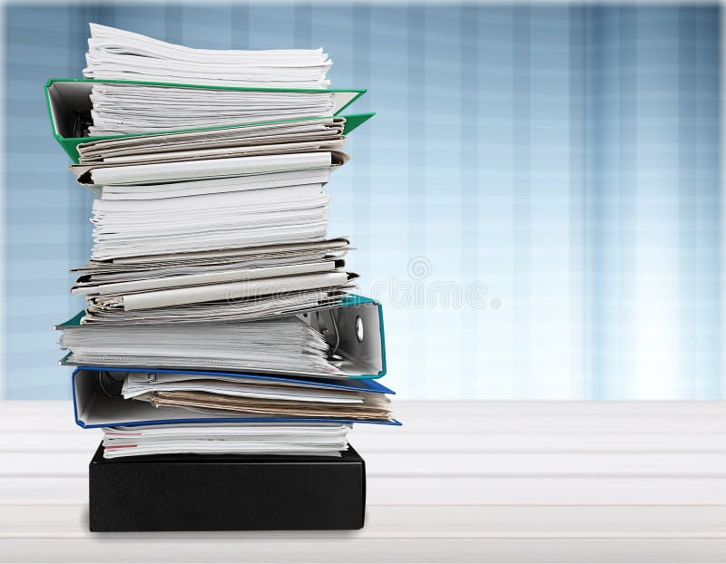 Pile of Files in Folders, on Light Background Stock Photo - Image of ...