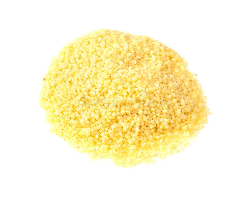 Fine Cornmeal or Corn Flour in Wooden Bowl Isolated on White. Top View ...