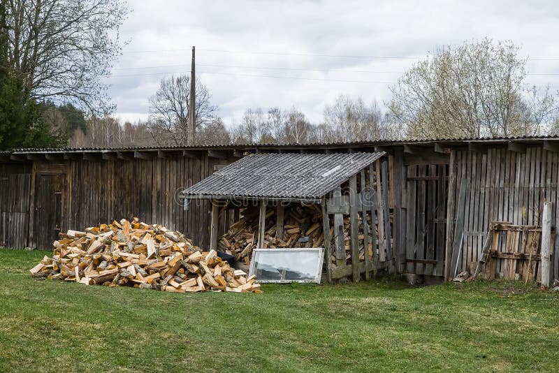 Pile of Firewood at the Barn Stock Photo - Image of stack, countryside ...