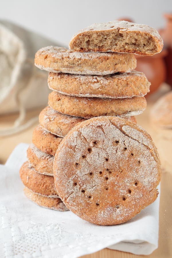 Pile of Flat Bread Made â€‹â€‹from Rye Flour Stock Photo - Image of ...