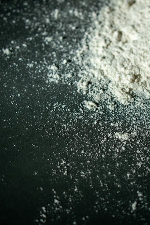 Pile of Flour on a Black Background Close Up Stock Image - Image of ...
