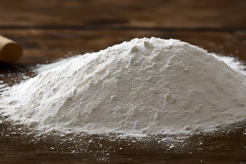 Pile of flour on a table stock illustration. Illustration of wheat ...