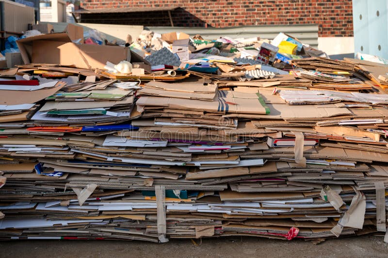 Pile of Folded Cardboard and Paper Box Stored for Recycle Stock Photo ...