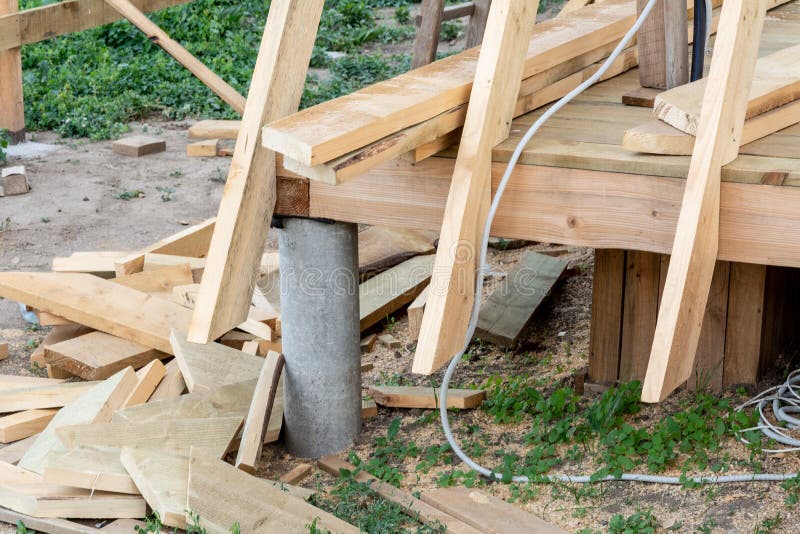 The Pile Foundation of the Frame House Stock Photo - Image of interior ...
