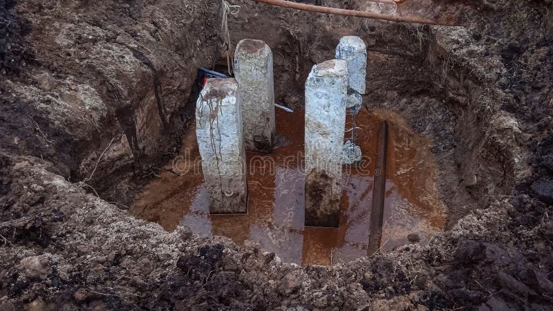 A Pile Foundation for a Heavy Structure with Soft Soils Stock Image ...