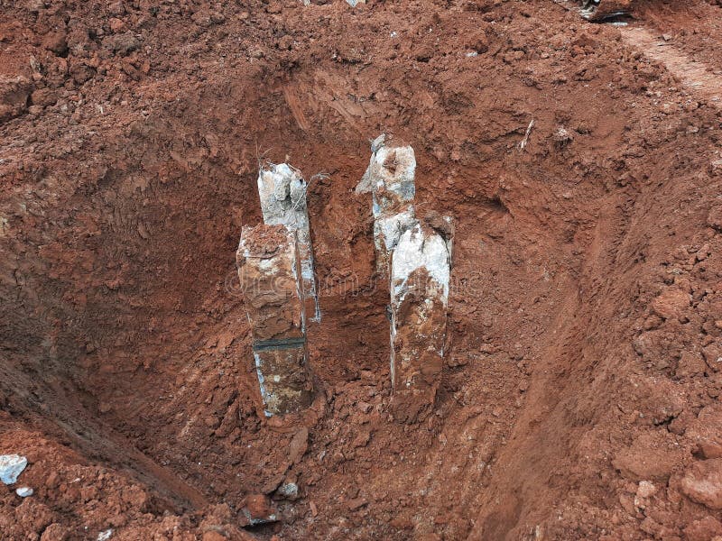 Pile Foundation Installation for Building Construction Stock Image ...