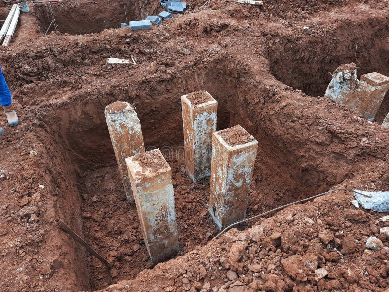 Pile Foundation Installation for Building Construction Stock Photo ...