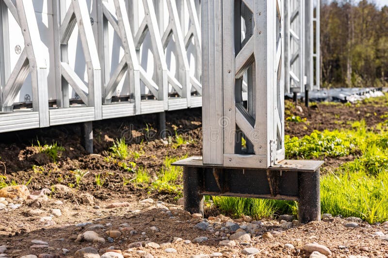 Pile Foundation. Pile Support of an Apartment Building. Modern Frame ...