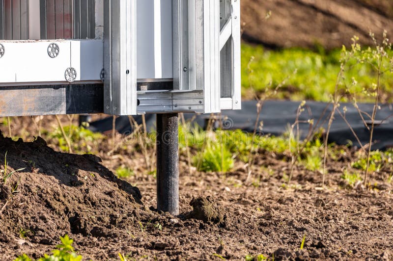 Pile Foundation. Pile Support of an Apartment Building. Modern Frame ...