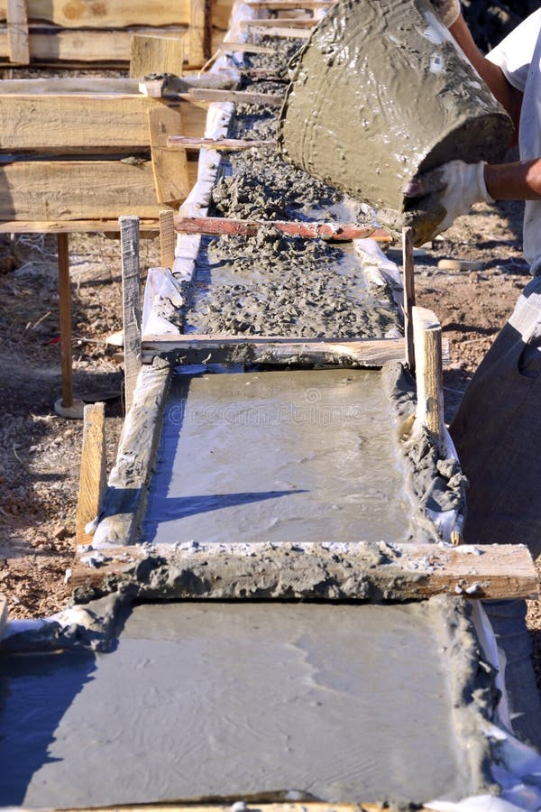 Filling Foundation with Concrete Mix Stock Image - Image of object ...