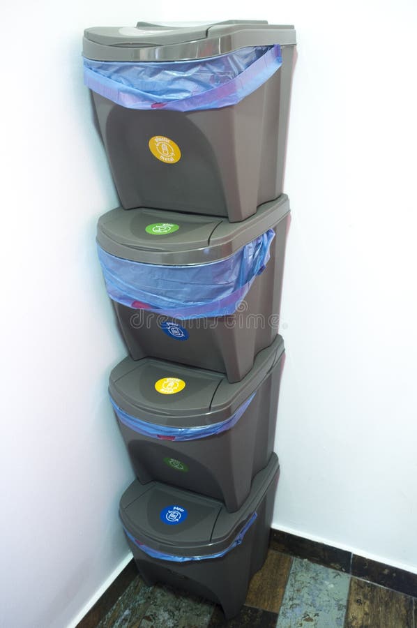 Pile of Four Waste Stackable Bins Stock Image - Image of recyclable ...