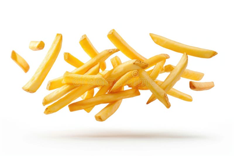 Pile of French Fries Falling into the Air Stock Photo - Image of ...